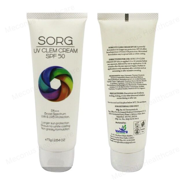 SORG UV Clem Cream SPF 50 PA+ - Meconus Healthcare